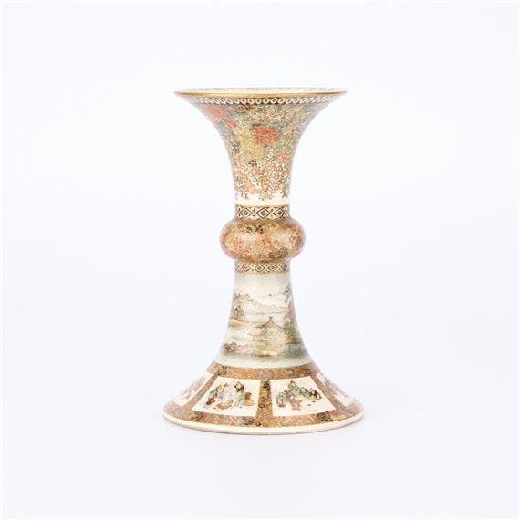 Yabu Meizan | Yabu Meizan Japanese Satsuma Ceramic Trumpet Vase (Late ...