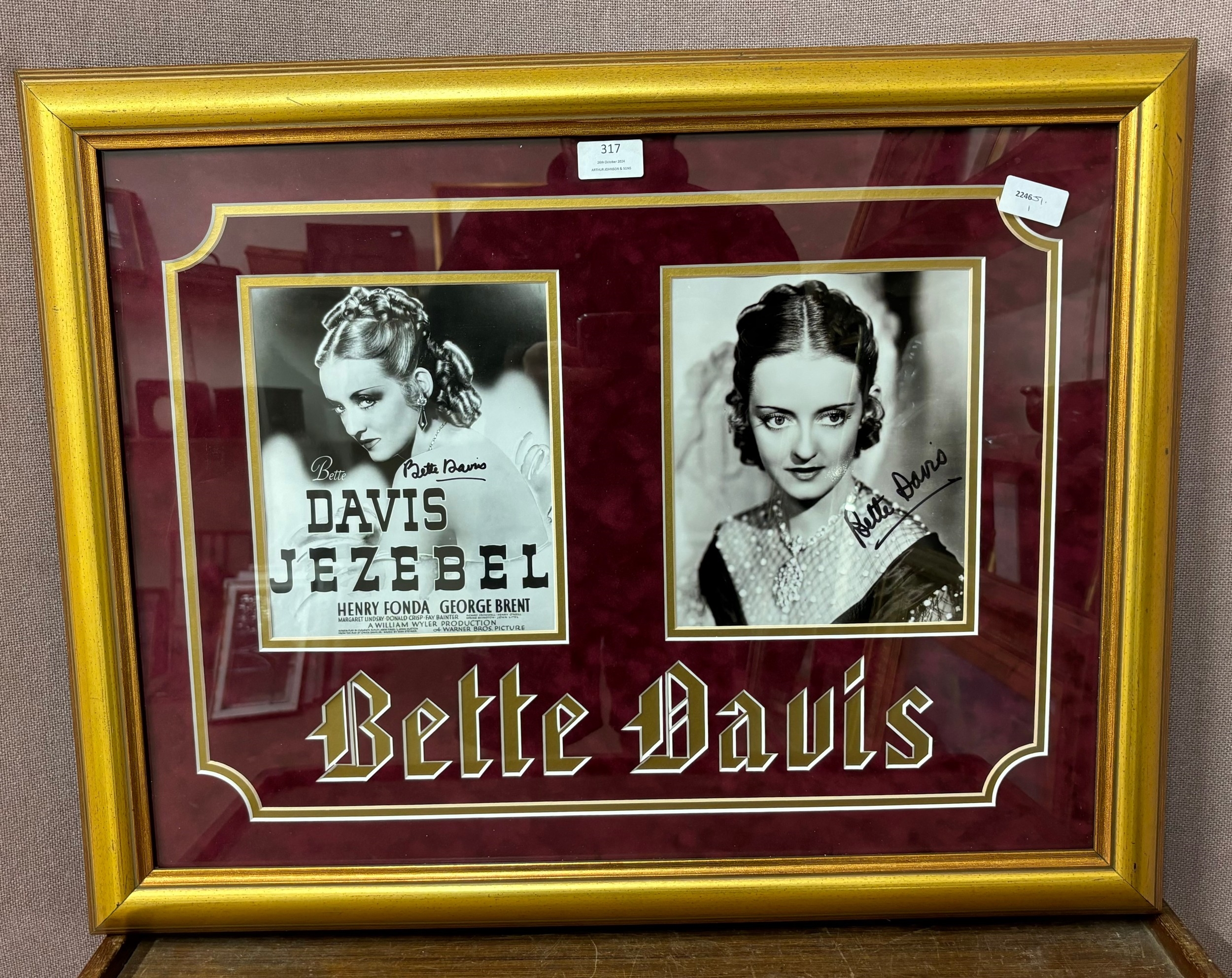 Bette Davis | A Bette Davis photographic mounted display | MutualArt