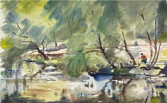 Robert Selby | Feeding the Ducks | MutualArt