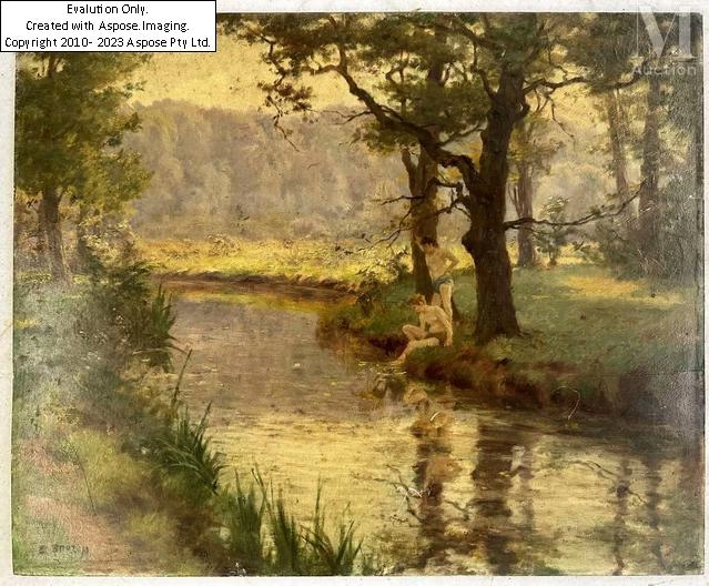 Emile Bouzin | Hommes à la baignade | MutualArt