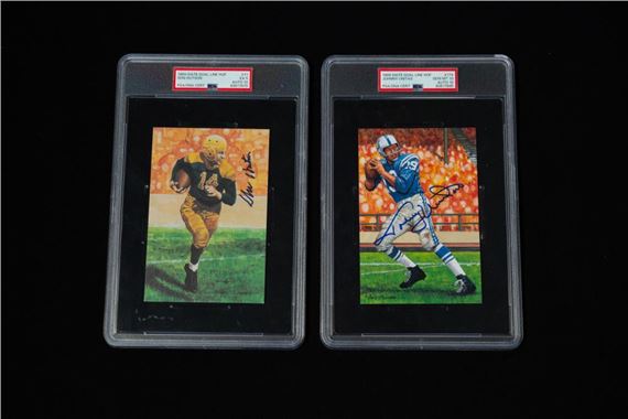 Don Hutson | TWO 1989 AUTOGRAPHED GOAL LINE HALL OF FAME CARDS (20th ...