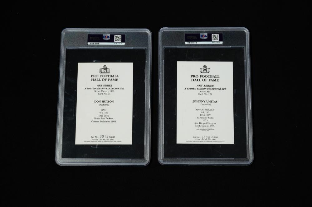Don Hutson | TWO 1989 AUTOGRAPHED GOAL LINE HALL OF FAME CARDS (20th ...
