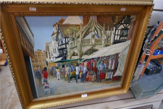 Rhys Jenkins | A pair of modern oil of Salisbury street scenes, signed ...