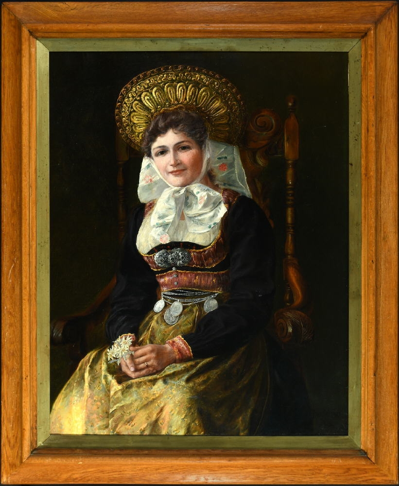 Paul Heydel | Sitzende junge Frau in Tracht | MutualArt