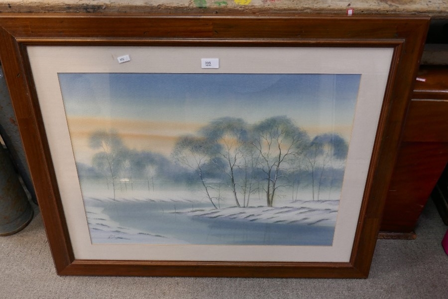 Nick Grant | A watercolour of snowy river scene, signed Nick Grant ...