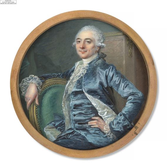 Jean-Laurent Mosnier | Portrait d’homme en habit de satin bleu doublé ...