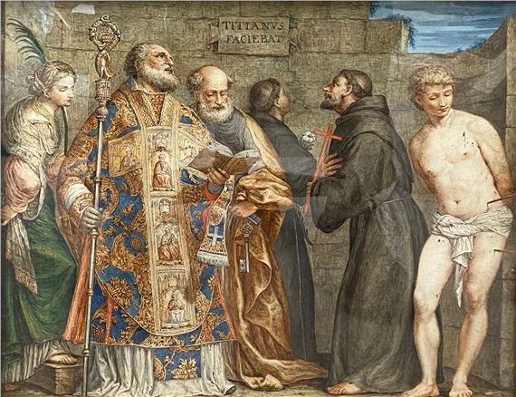 Titian | a Renaissance style ink and watercolour on paper after the ...