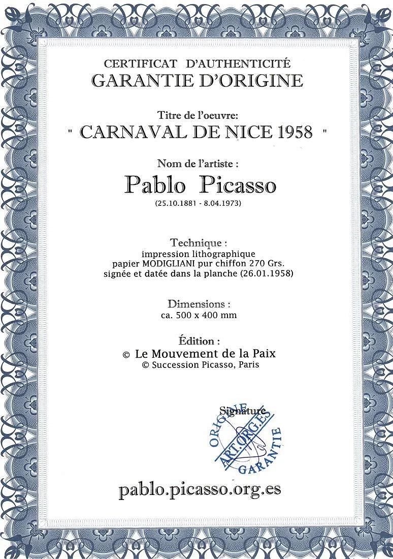 Pablo Picasso | PABLO PICASSO'S CARNAVAL DE NICE 1958, ORIGINAL ...