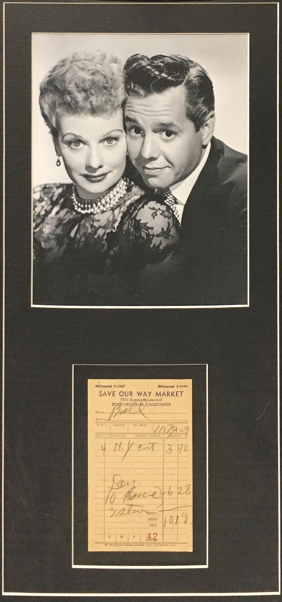 Lucille Ball | Lucy Desi and Signed Grocery Bill (1959) | MutualArt