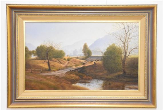 Joseph Ambrose Frost | Cows Grazing At Sunset | MutualArt