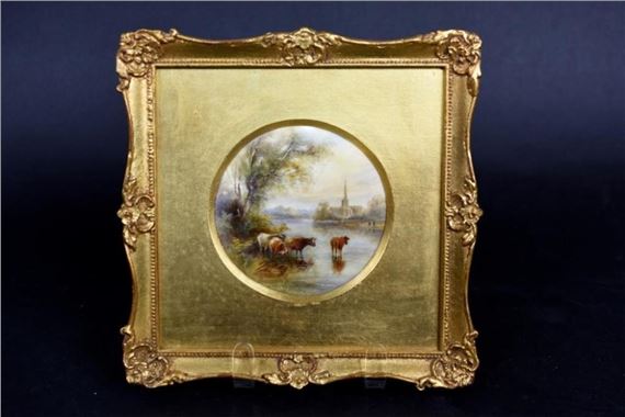 John Stinton | An English Royal Worcester Panel depicting the cattle in ...