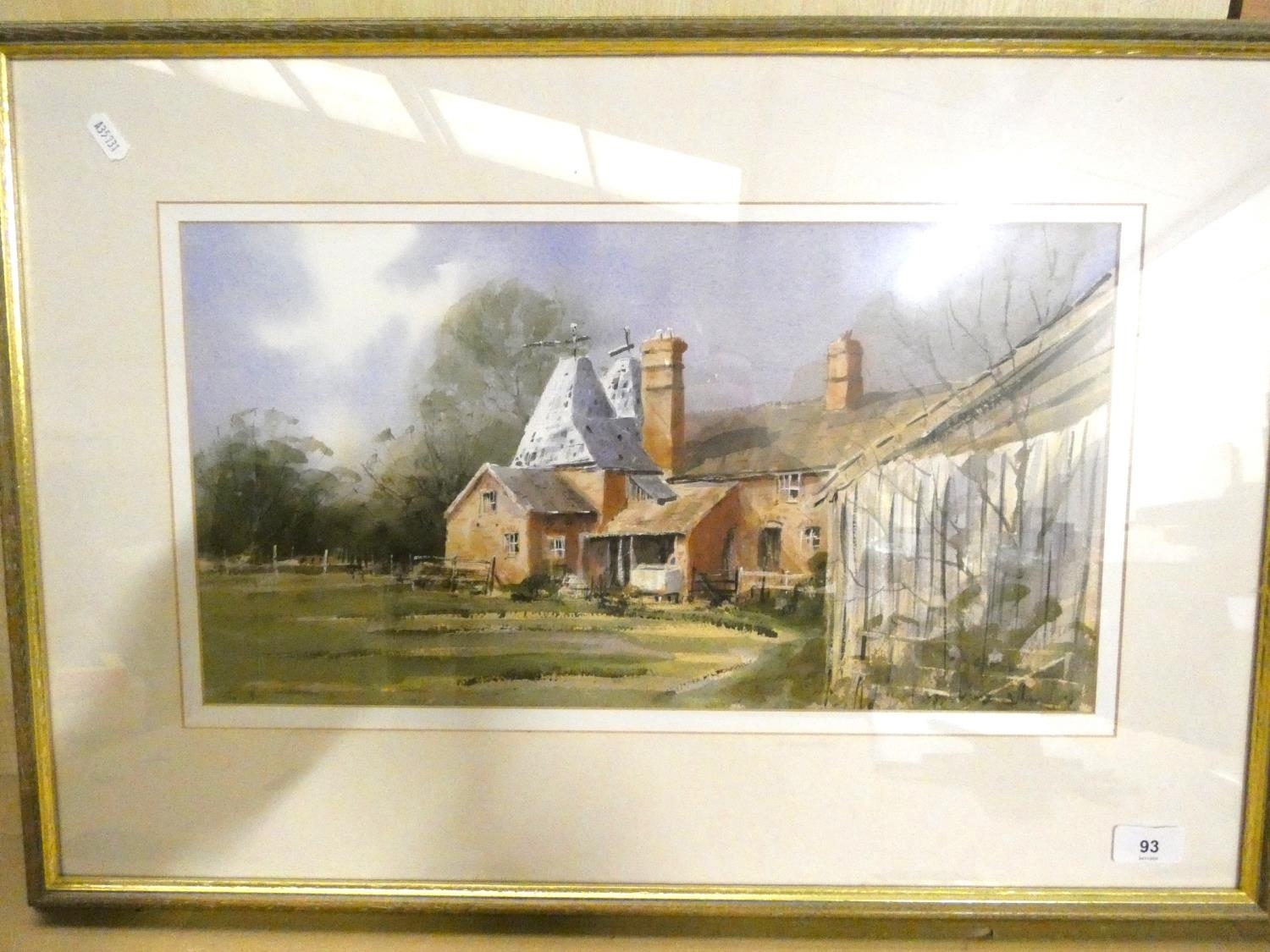 Tim Nash | Modern Tim Nash watercolour of farm buildings | MutualArt
