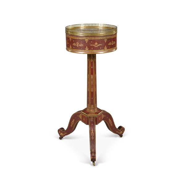 Angelica Kauffmann | A Charles X gilt-tooled red leather table | MutualArt