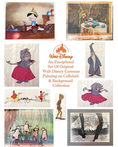 Walt Disney | A Fine Set Of Walt Disney Cartoons Painting Collection ...