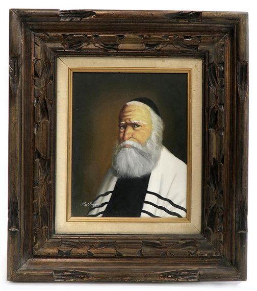 Judaica Rabbi | Fine Judaica Rabbi Painting. Signed | MutualArt