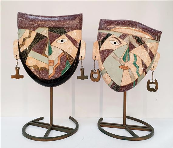 Joseph A. de Castro | TWO MID CENTURY MODERN MARBLE AND STONE FACE ...