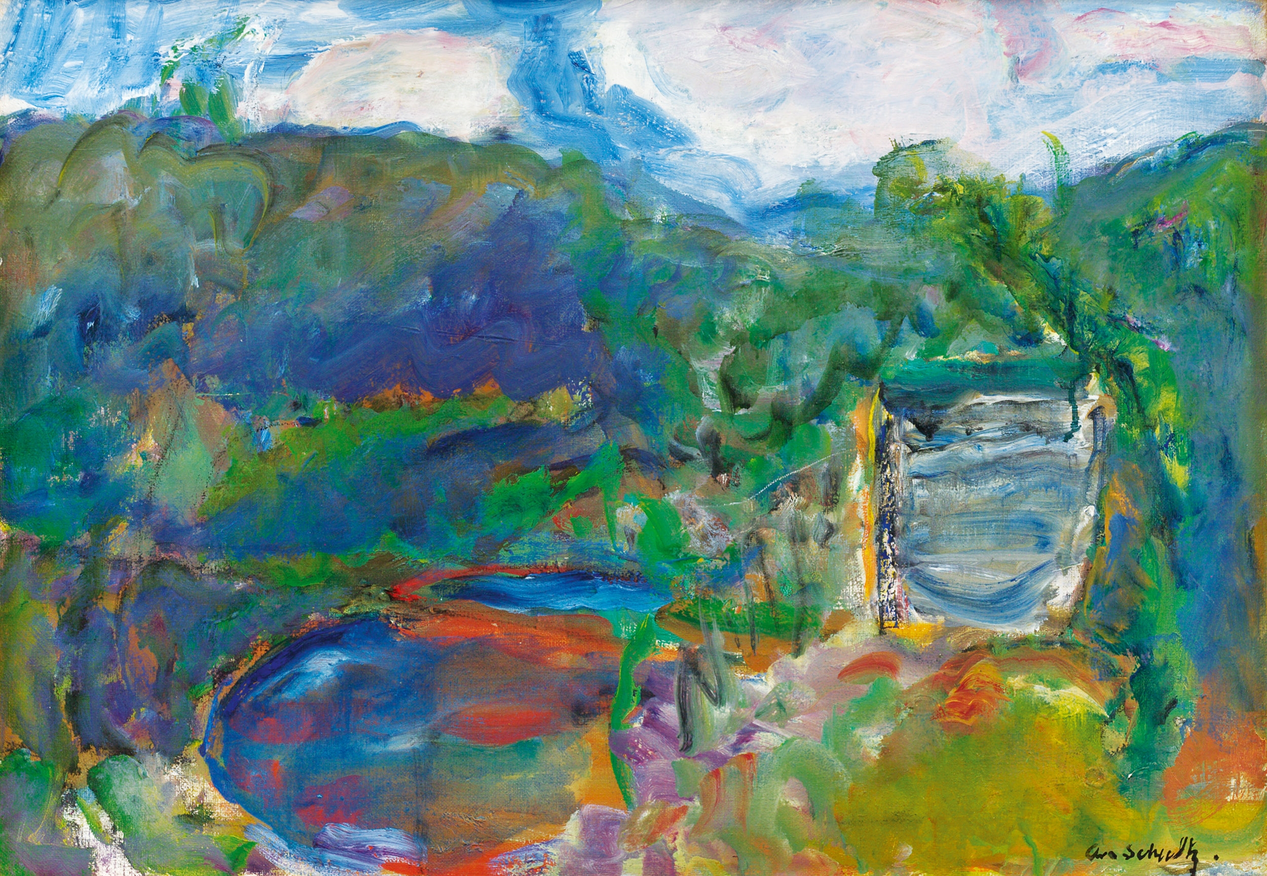 Alexander Schultz | Landskap med hus | MutualArt