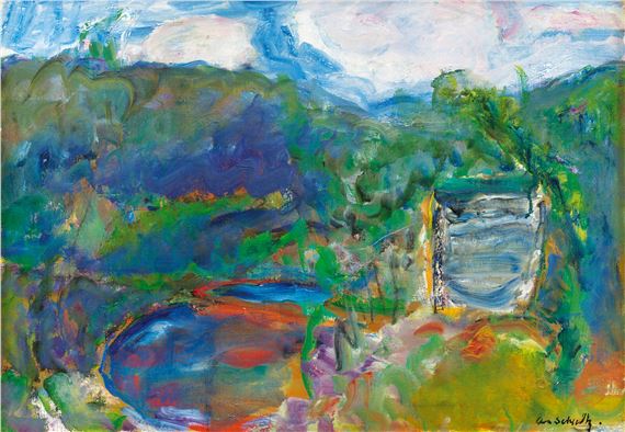 Alexander Schultz | Landskap med hus | MutualArt