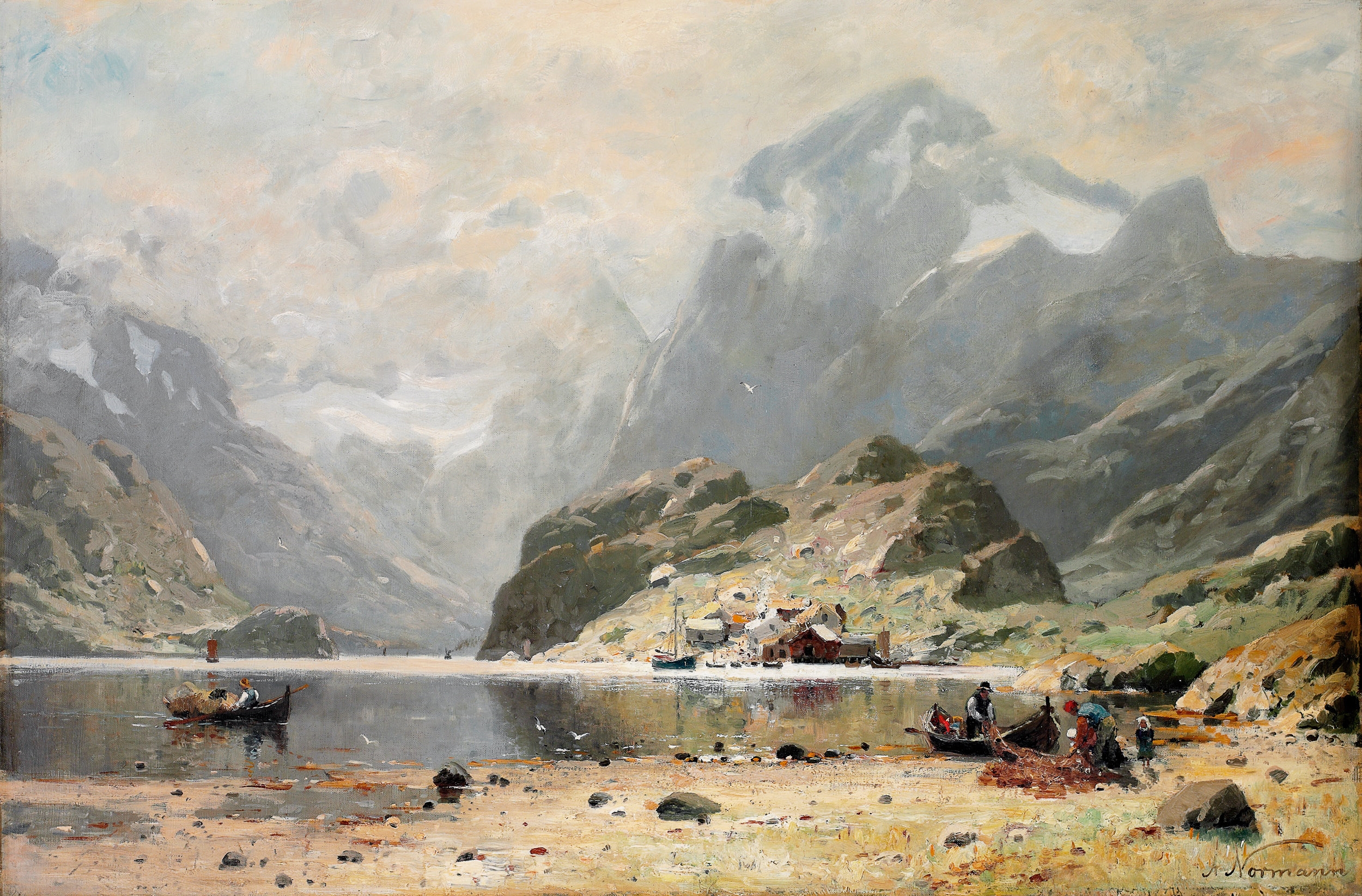 Eilert Adelsteen Normann | Fiskevær i Lofoten | MutualArt