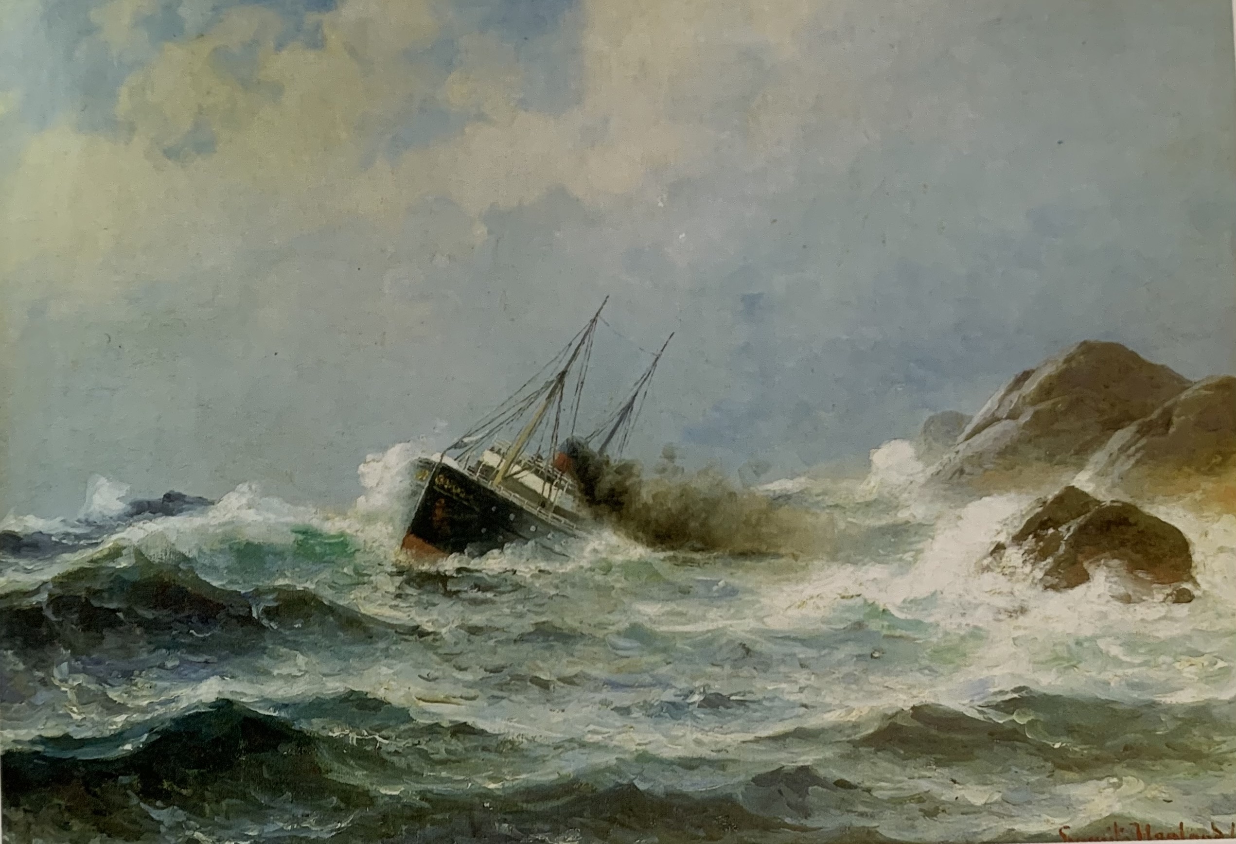 Lars Haaland | Dampskip ved kyst 1903 (1903) | MutualArt