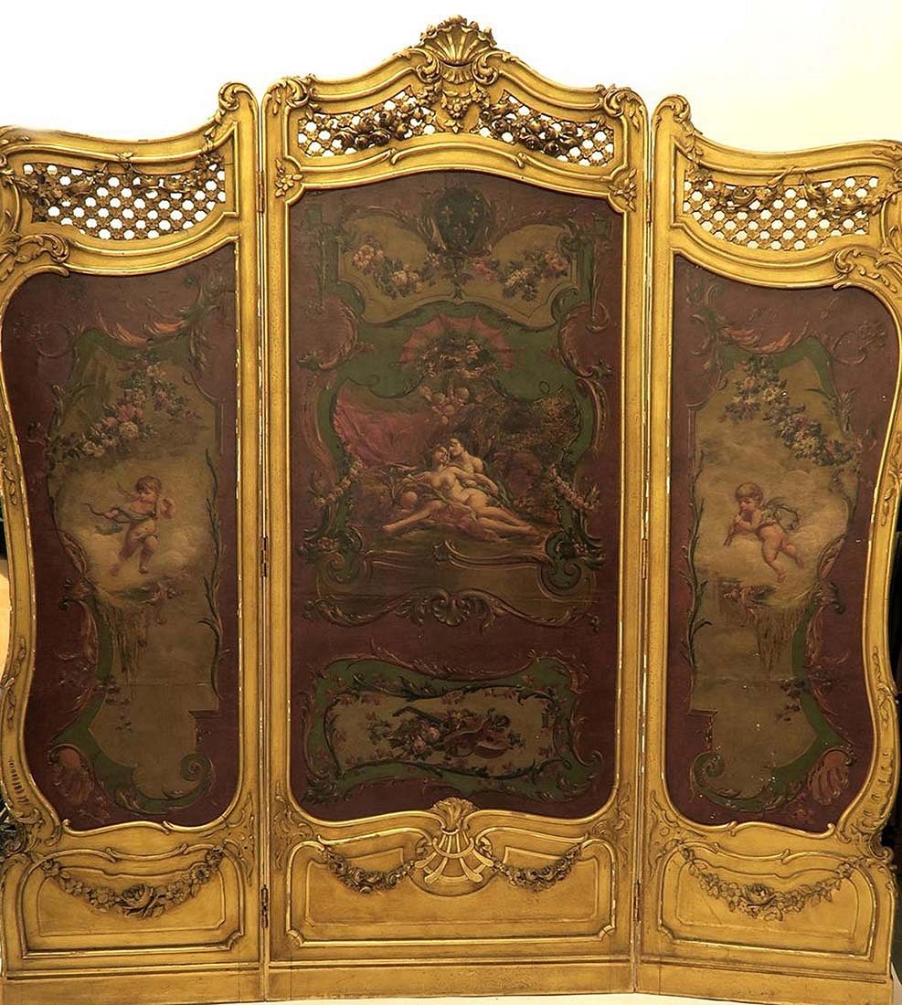 C. Louis | French 19th C. Louis XV 3 Panel Screen (Circa 1850) | MutualArt