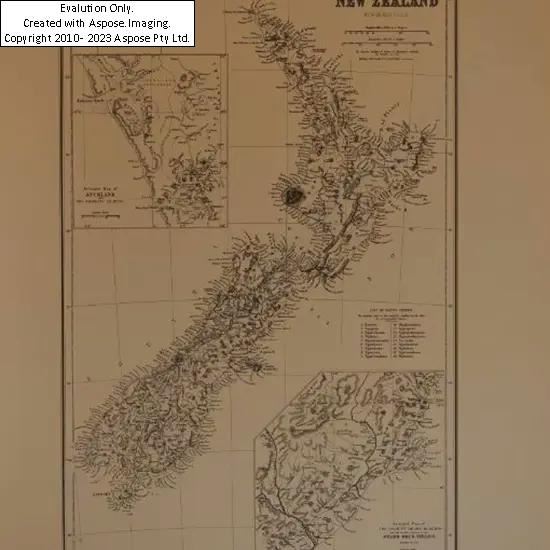 Charles Decimus Barraud | Map of New Zealand - Showing Auckland and the ...