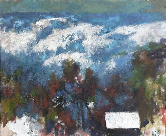 Erling Enger | Vinterlandskap med hus 1969 (1969) | MutualArt