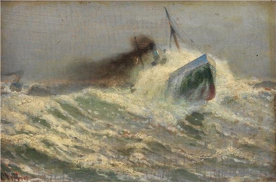 Carl Wilhelm Barth | Dampbåt i storm | MutualArt