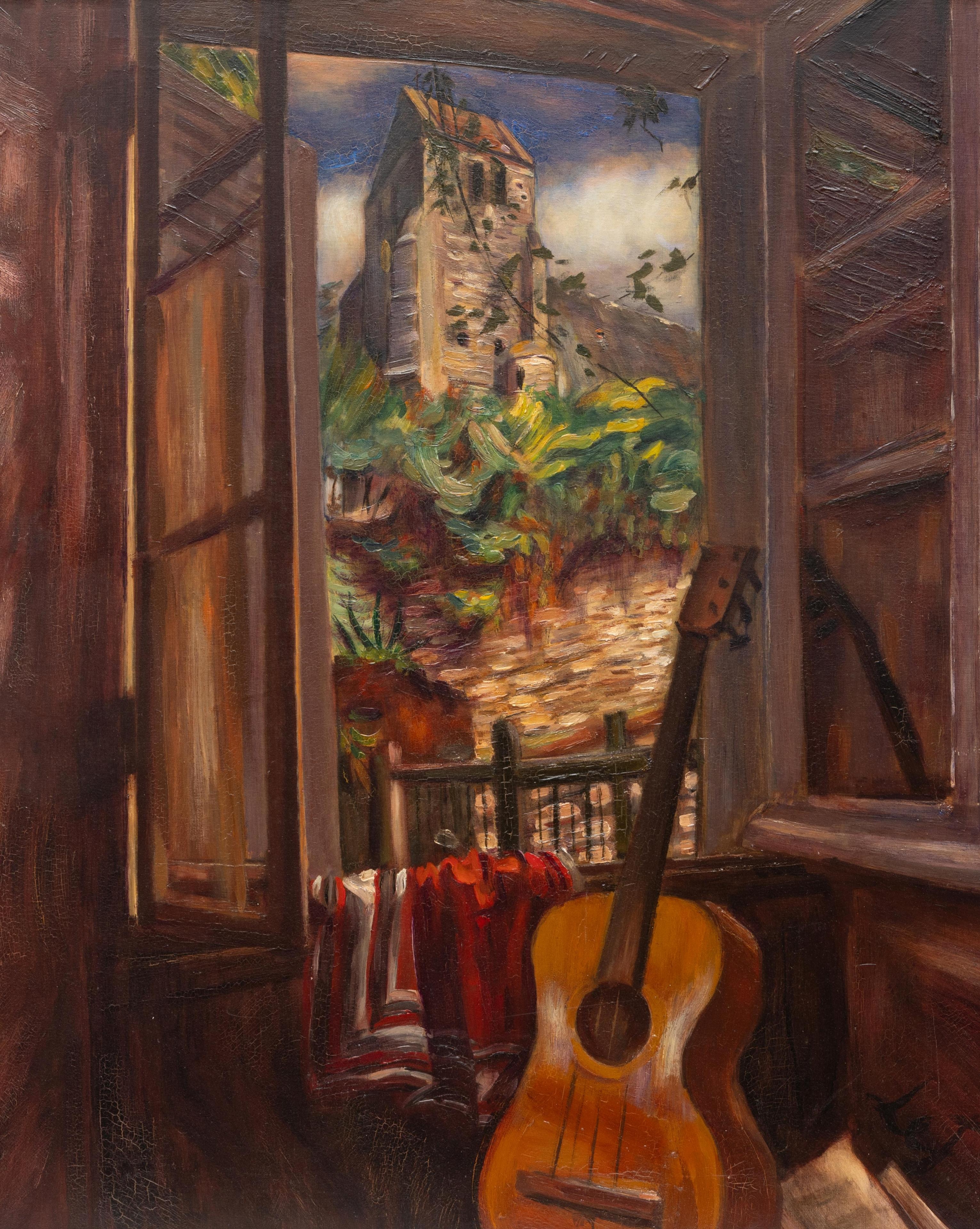 Henri Le Fauconnier | Raam met gitaar | MutualArt