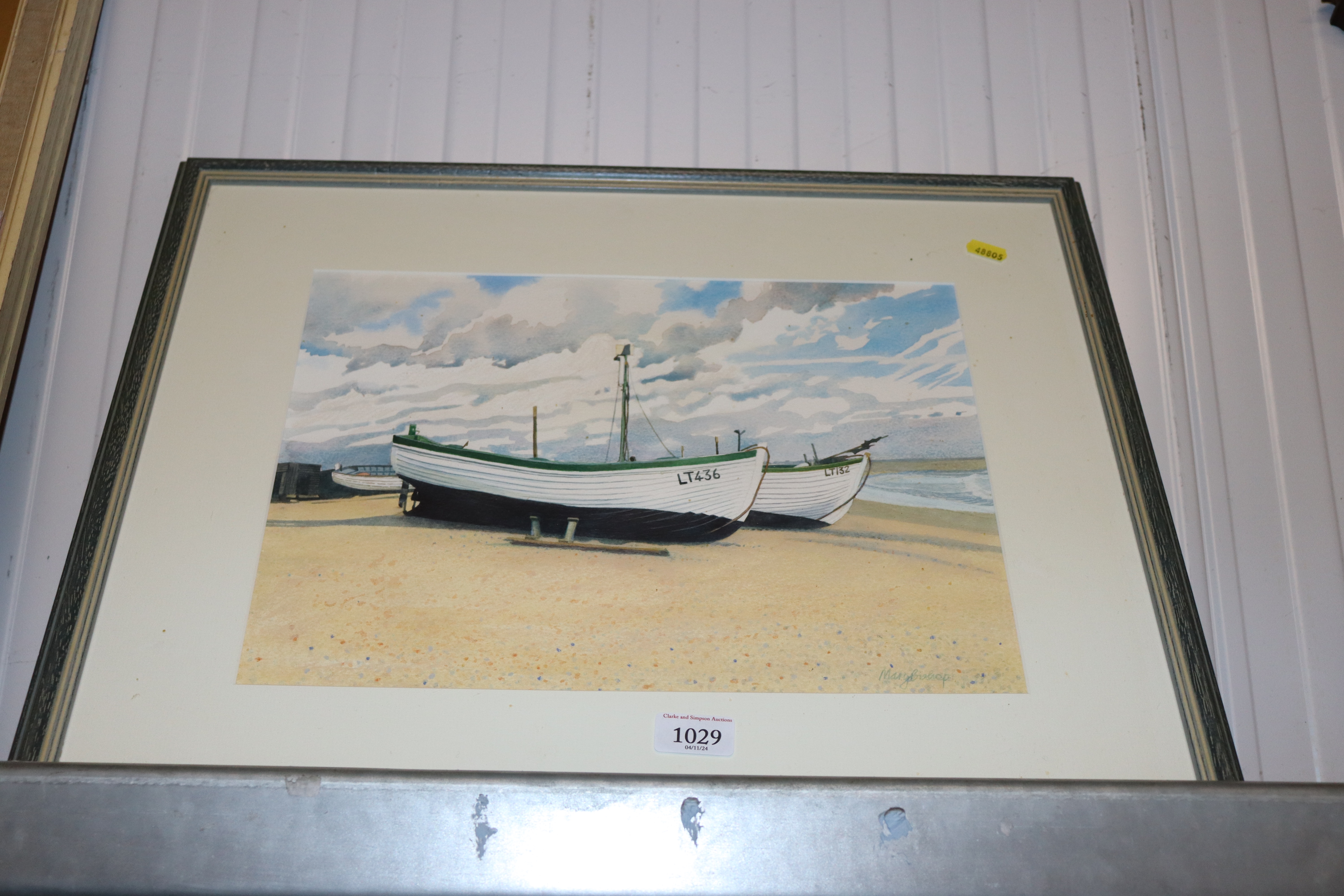 Mary Bishop | watercolour study of fishing boats on | MutualArt