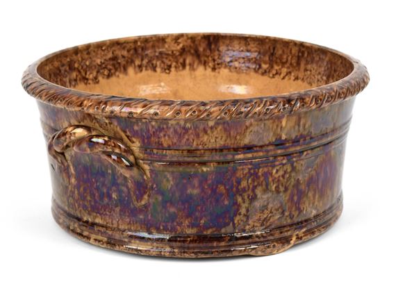 John Bell | LARGE JOHN BELL SIGNED REDWARE BUTTER CROCK (19) | MutualArt