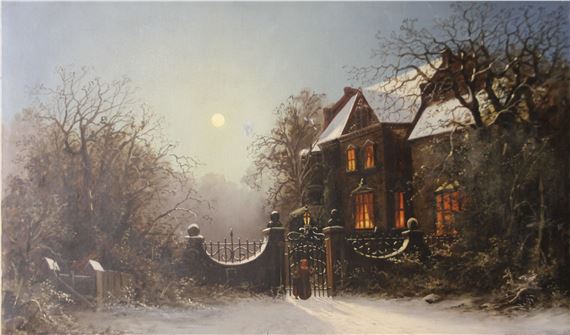 John Atkinson Grimshaw | Country House with Snow in the Moonlight ...