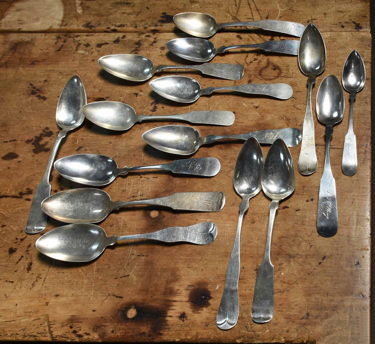 R.H. Bailey | Collection of Large Coin Silver Spoons (Circa 18) | MutualArt