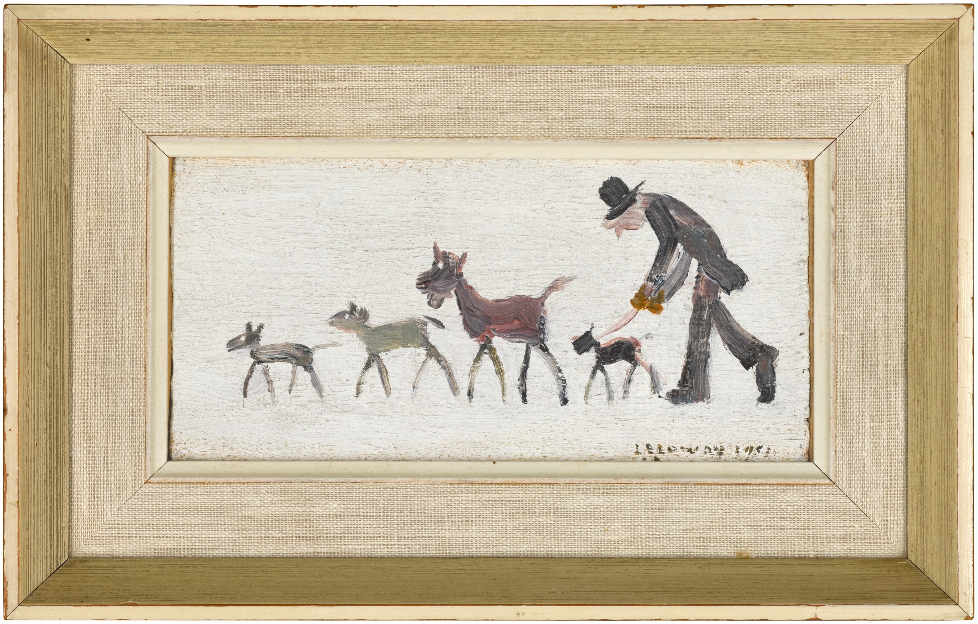 Laurence Stephen Lowry | Man Walking Dogs (1951) | MutualArt