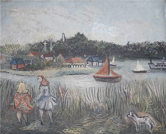 Ina Pinder | River landscape with sailing boats | MutualArt