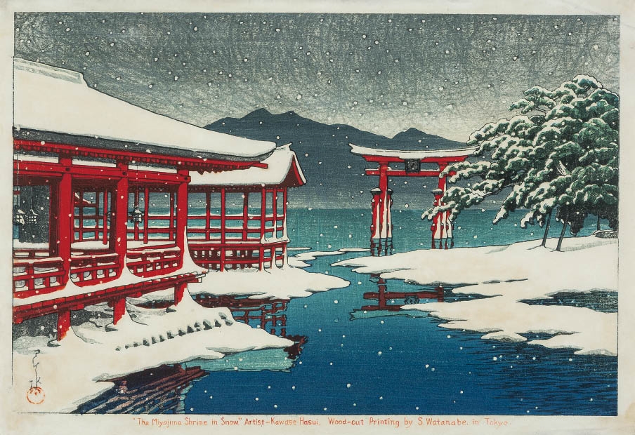 Hasui Kawase | Snow at Miyashima | MutualArt