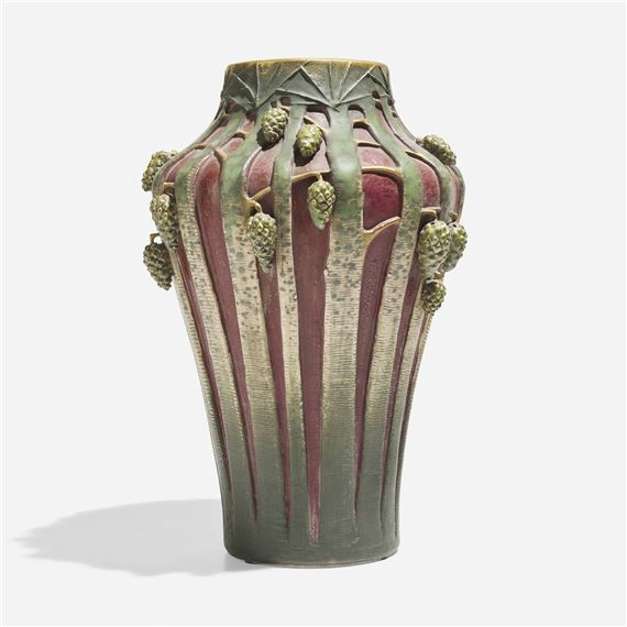 Paul Dachsel | Amphora vase with pine trees and cones | MutualArt