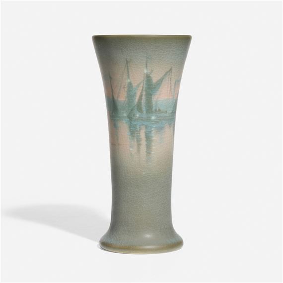 Frederick Rothenbusch | Scenic Vellum vase with sailboats on river ...