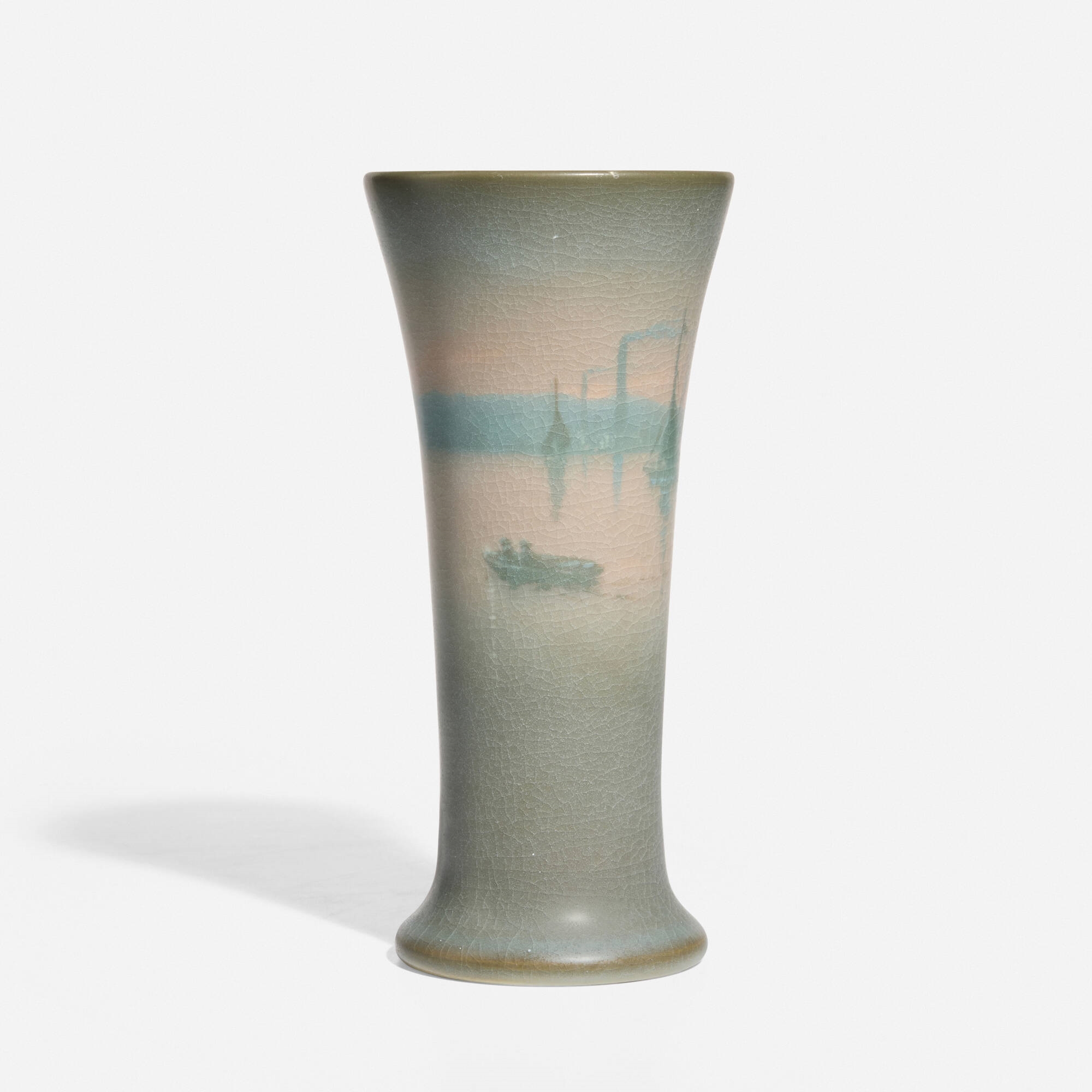 Frederick Rothenbusch | Scenic Vellum vase with sailboats on river ...