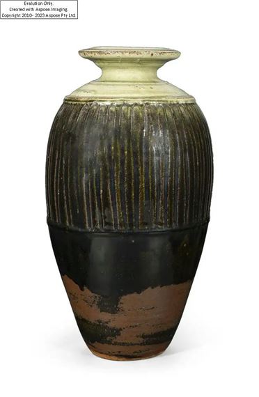 Richard Batterham | Large vase with raised bands and incised decoration ...