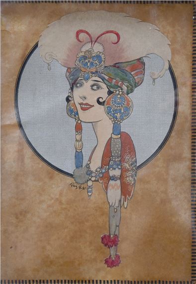 René Bull | René Bull (1872-1942) Irish Art Deco portrait of a flapper ...