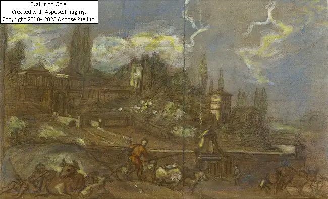 John Constable | British 1776-1837- Landscape with cowherds and cattle ...