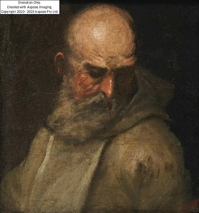 Francesco Maffei | Study of a bearded monk in a grey habit, looking ...