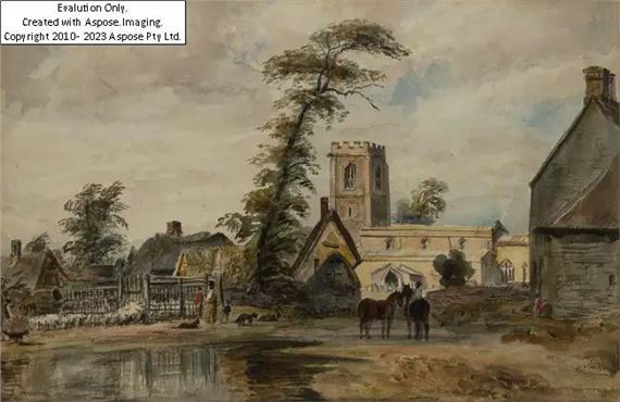 Peter de Wint | Village of Lutton; | MutualArt