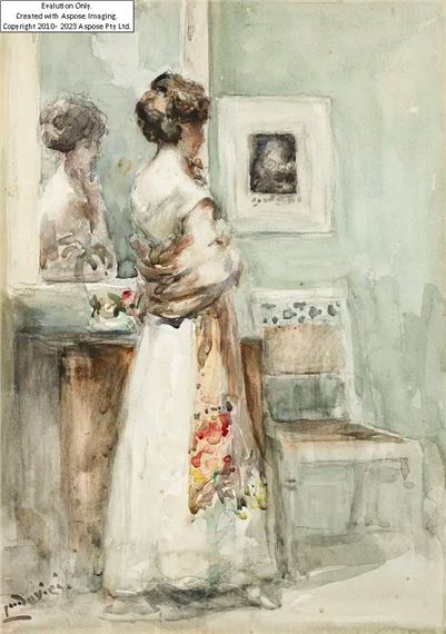 Albert Ludovici | Portrait of a lady in an interior; | MutualArt