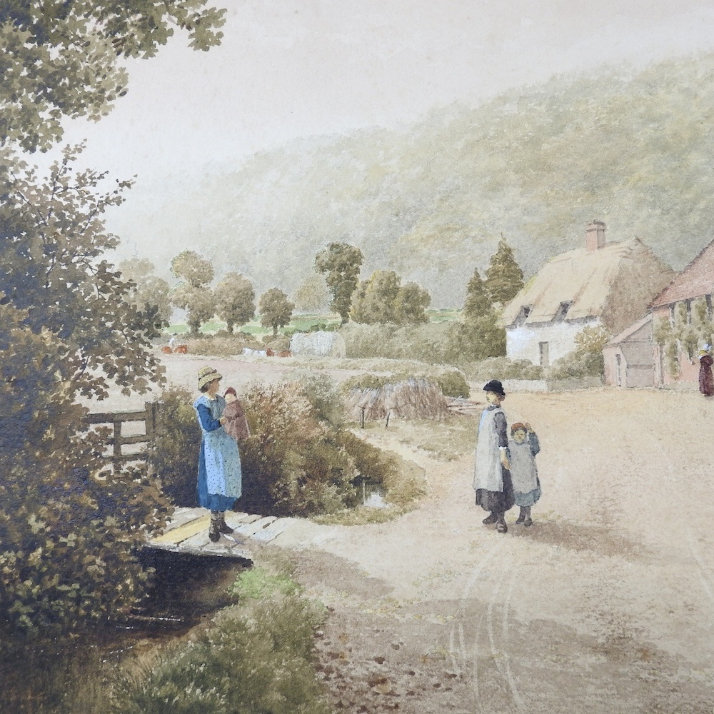 Albert Bowers | village scene with figures | MutualArt