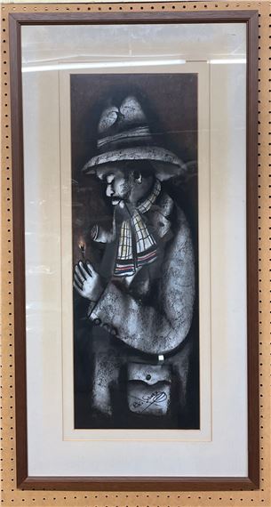 Peter Sibeko | PETER SIBEKO CHARCOAL DRAWING OF A MAN LIGHTING (1940 ...