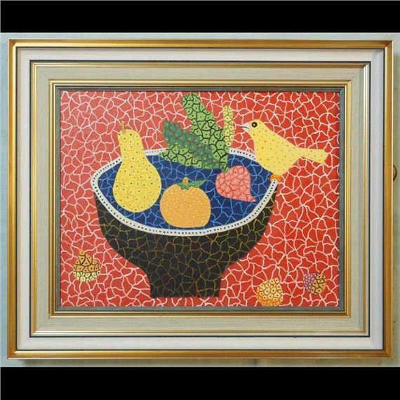 Yayoi Kusama | Still life oil painting Yayoi Kusama Birds and Fruit F6 Framed Hand-painted ...