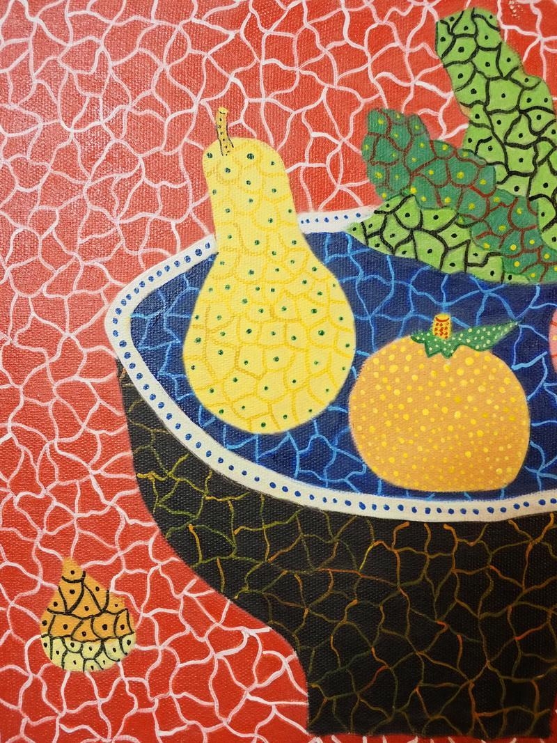 Yayoi Kusama | Still life oil painting Yayoi Kusama Birds and Fruit F6 Framed Hand-painted ...