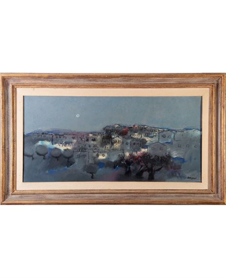 Manlio Bacosi | Paesaggio notturno con caseggiati | MutualArt